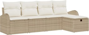Set pohovek s polštářem s úložištěm Béžová a krémová polyratan 3359060