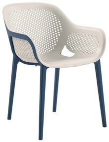 Modrobílá plastová venkovní židle s područkami Cozza Atos