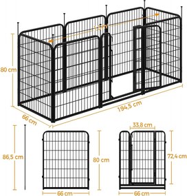 Ohrádka pro psy Yaheetech – 8dílů - 65 × 80 cm (267285231868)