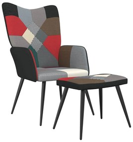 Relaxační křeslo se stoličkou patchwork textil 328198