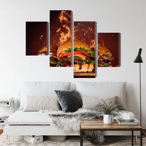 Vícedílný obraz Chutné Hamburgery Nedostatek Nedostatek Přírodní plátno 120x75