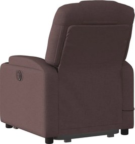 Zvedací masážní polohovací křeslo tmavě hnědé textil 3204385