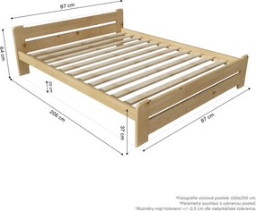 Maxi Postel z masivu Union 80 x 200 cm - barva Olše + matrace Relax