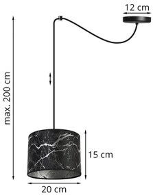 Závěsné svítidlo WERONA SPIDER, 1x černé textilní stínítko se vzorem, S