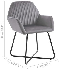 Jídelní židle 2 ks šedé samet - Default Title