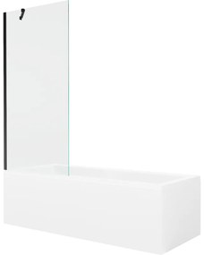 Mexen Cubik obdélníková vana 170 x 70 cm s pláštěm 1-křídlovou zástěnou 80 cm, Průhledné, Černá - 550317070X9508000070