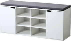 Sedací botník s úložným prostorem, bílý, 103 x 31 x 44 cm, KESPER