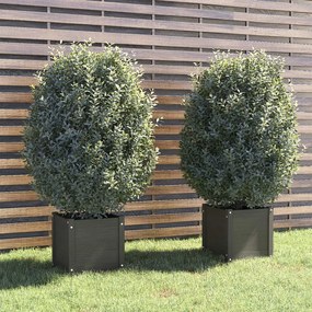 Zahradní truhlíky 2 ks šedé 40 x 40 x 40 cm masivní borovice - Default Title