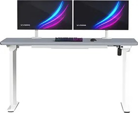 ULTRADESK Quest bílá šedá / Herní stůl / 140 x 70 cm / 72-120 cm / ele