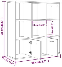 vidaXL Marketos Knihovna betonově šedá 98 x 30 x 98 cm dřevotříska
