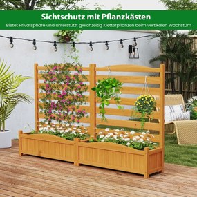 Costway 2 kus dřevěného panelu s truhlíkem na rostliny a drenážními otvory