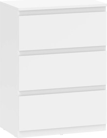 HOMCOM 3zásuvková komoda – moderní bílá bezúchytová komoda do obývacího pokoje, ložnice a předsíně, 55 x 34 x 75 cm