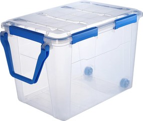 Box s víkem EZY vodotěsný, 66,6 × 46,9 × 45,9 cm, 100 l, transparentní