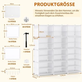 Costway DIY stojan na boty s 12 přihrádkami na 48 páry bot a bot Plastová