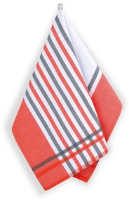 Bellatex Kuchyňská utěrka Proužek červená, šedá, 50 x 70 cm