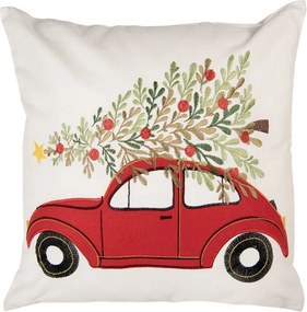 Vánoční polštář s červeným autíčkem a stromkem - 44*44*4 cm