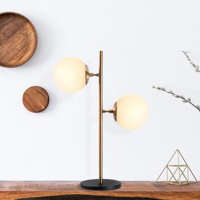OPVIQ Stolní lampa FAZLI zlatá mléčné sklo