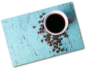 Wallmuralia Kuchyňská deska velká skleněná Černá káva 80x52 cm