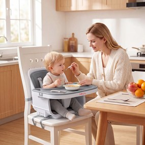 Costway Vysoká stolička baby 4 v 1 dětská vysoká židle skládací – šedá