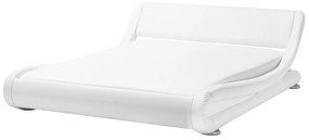 Bílá matná kožená postel 180x200 cm AVIGNON Beliani