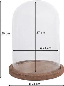 Dřevěný podnos se skleněným krytem - Ø 23*29 cm