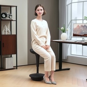 Vinsetto ergonomická otočná sedlová stolička — výškově nastavitelná 65,5–83,5 cm, náklon 120°, protiskluzová, černá