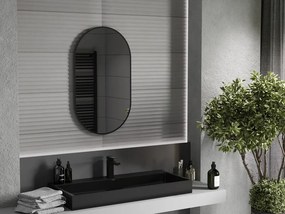 Mexen Loft, oválné koupelnové zrcadlo 85 x 50 cm, barva rámu černá matná, 9851-085-050-000-70