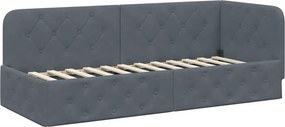 Rohový rám postele Tmavě šedá 80 x 200 cm samet 3394063