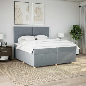 Box spring postel s matrací světle šedá 200 x 200 cm textil 3293680