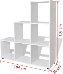 Schodovitá knihovna / police k vystavování 107 cm bílá 242552