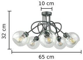 Přisazený lustr EVIE 5xE27/60W/230V antracit/čirá