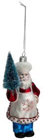 Vánoční ozdoba Santa se stromečkem – 9x5x16 cm