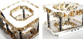 Toolight - Křišťálová hranatá stropní lampa Glamour 8W, teplé světlo, APP405-C, chromová, OSW-65003