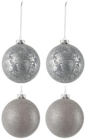 Box 4 ks stříbrno šedých vánočních koulí - 10*10*10 cm