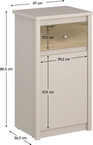 Kondela Komoda, kašmír/dub evoke, KAROS 1D1S