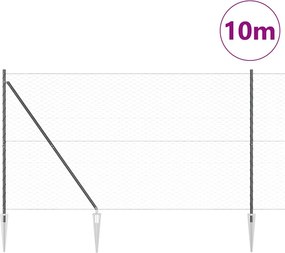Hexagonální plot s podpěrou 10 x 1,5 m Ocel potažená PVC Šedá 3353214