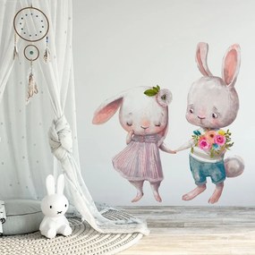 Gario Dětská nálepka na zeď Zamilovaní zajíčcy Rozměry: 100 x 92 cm