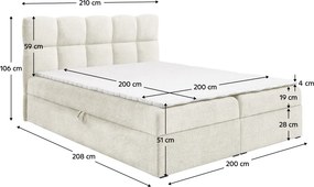 Boxspringová postel, 200x200, smetanová, NEGRY