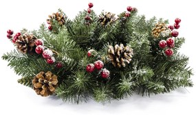 Vánoční věnec PREMIUM zasněžený se šiškami a jeřabinou 40 cm