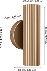 Eglo 902034 - Nástěnné svítidlo PORTILLO 2xGU10/5W/230V zlatá