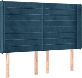 Box spring postel s matrací a LED tmavě modrá 140x190 cm samet 3139623