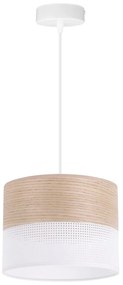 Light Home Závěsné svítidlo Wood, 1x béžová dubová dýha/bílé plastové stínítko, (fi 20cm)