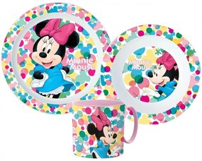 Sada plastového nádobí / jídelní souprava s hrnkem - Disney - Minnie Mouse - 3 díly