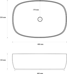 Gamma Pino, umyvadlo na desku 480x350x130 mm, bílá lesklá, GMA-UC-PINO