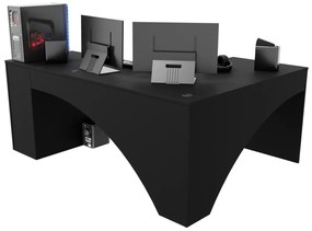 Expedo Počítačový rohový stůl CARAMBOL + LED, 185x74x135, černá, pravá