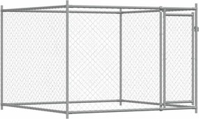 Klec pro psy s dvířky šedá 12 x 2 x 1,5 m pozinkovaná ocel 3209577