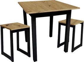 Dede Set - kuchyňský stůl 80 x 60 cm + 2x židle MINI  -  dub artisan / černá