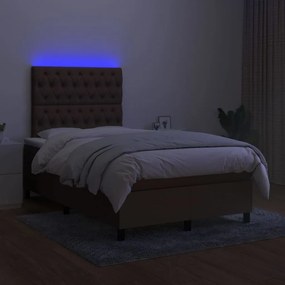 Box spring postel s matrací a LED tmavě hnědá 120x190 cm textil 3270221