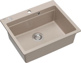 Béžový kuchyňský granitový dřez QUADRON Kurt 110 s příslušenstvím bez baterie