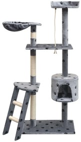 Škrabadlo pro kočky, sisalové sloupky 150 cm šedá potisk tlapek 170486